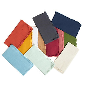 ACCENTHOME Natural Cotton Linen Napkin Set of 12 18x18 inch Dinner Napkins - Washable Soft Premium Hotel Quality Reusable Napkins Perfect Table Napkins for Family Dinners, Weddings & Everyday Use