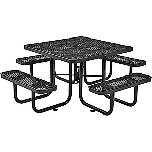 Global Industrial 46" Expanded Metal Square Picnic Table, Black