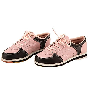 Mens Womens Bowling Shoes PU Leather Wear-Resistant Breathable Lightweight Bowls Shoes Bowling Trainers Comfortable Non-Slip Professional Indoor Bowling Shoes ( Color : Pink , Size : 7 Women/5.5 Men )