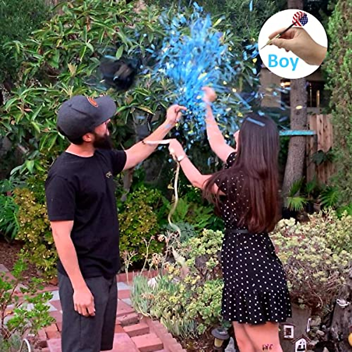Lopeastar Gender Reveal Balloons Boy or Girl with Confetti and Dart, 2Pack 36inch Large Black Balloons Blue Pink for Gender Reveal Party Decoration
