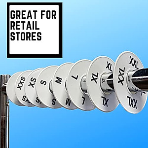Discount Sizing- Round Clothing Dividers Size Hanger Rack Dividing 36 Pack 6 Each Size (XS-XXL) - Great for Retail, Boutiques, Personal Closet Storage & Organization (White)