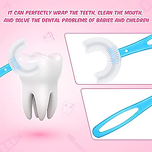 12 Pieces Kids U Shaped Toothbrush 360 Degree Toddler Whole Mouth Toothbrush Oral Teeth Cleaning Soft Silicone Massage Toothbrush with Handle for Kids Baby Toddler Boys Girls, 2 Sizes