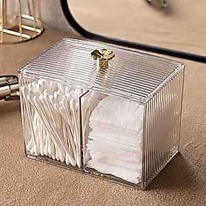 Hexsveyo Qtip Holder Dispenser Bathroom Jar, Cotton Swab Holder With Lids Set, Storage Organizer Box Apothecary Jars Dispenser For Cotton Ball, Cotton Swab, Cotton Round Pads, Floss