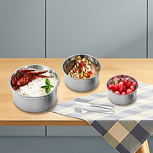 BSDLZCH 3pcs Stainless Steel Food Storage Container Set, Sealed Bowl With Cover Round Meal Prep Lunch Bento Box Kitchen Fresh-keeping Bowl Airtight Food Container for Oven Freezer (Green)