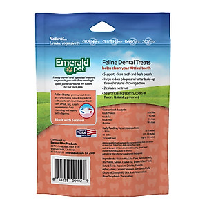 Feline Dental Treats — Tasty and Crunchy Cat Dental Treats Grain Free — Natural Dental Treats to Clean Cat Teeth, Freshen Cat Breath, and Reduce Plaque and Tartar Buildup — Salmon Treats, 3 oz