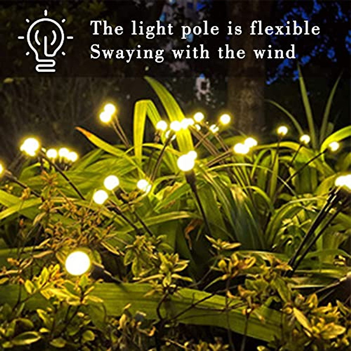 10 LED Firefly Garden Lights Solar Powered, Starburst Swaying Lights Outdoor, Auto Switch, 600 mAh Ni-Mh Battery Solar Charging, IP65 Waterproof Landscape Lights for Yard Pathway - Warm Color, 4 Pack