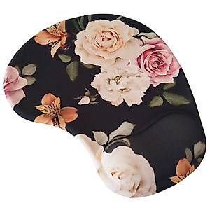 Floral Aesthetic Portable Mouse Pad Computer Sublimation Mouse Pads Small 3D Gel Mouse Pad with Wrist Support Black