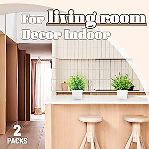 ZJIA 2 Packs Small Fake Plants Artificial Greenery Plants in Pots for Home Bedroom Bathroom Farmhouse Kitchen Decor Indoor