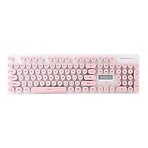 Wireless Keyboard Mouse Set, Mechanical Feel Comfortable Typing Wireless Gaming Keyboard Mouse Combo 104 Keys with No Delay for PC Laptop Tablet Desktop 2.4GHz(粉色)