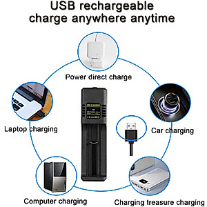 21700 Battery Charger,Single-Slot Intelligent Universal 21700 Charger for 3.7V Lithium Li-ion 21700 5500mah,26650,18650,18500,18350,16650 Rechargeable Battery