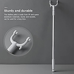 BESPORTBLE Metal Hangers Balcony Clothes Pole Clothes Drying Rod Clothes Drying Fork Rod Retractable Clothes Fork Hanger Simple Clothes Drying Rod 1Pc Household Clothes Fork Clothesline Outdoor