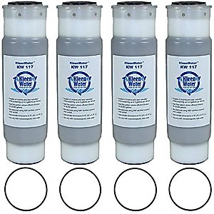 KleenWater Filters Compatible with Aqua-Pure AP117, Activated Carbon Replacement Cartridges for Chlorine Chemical Sediment Filtration, Multi Pack of 4 with O-rings (4)