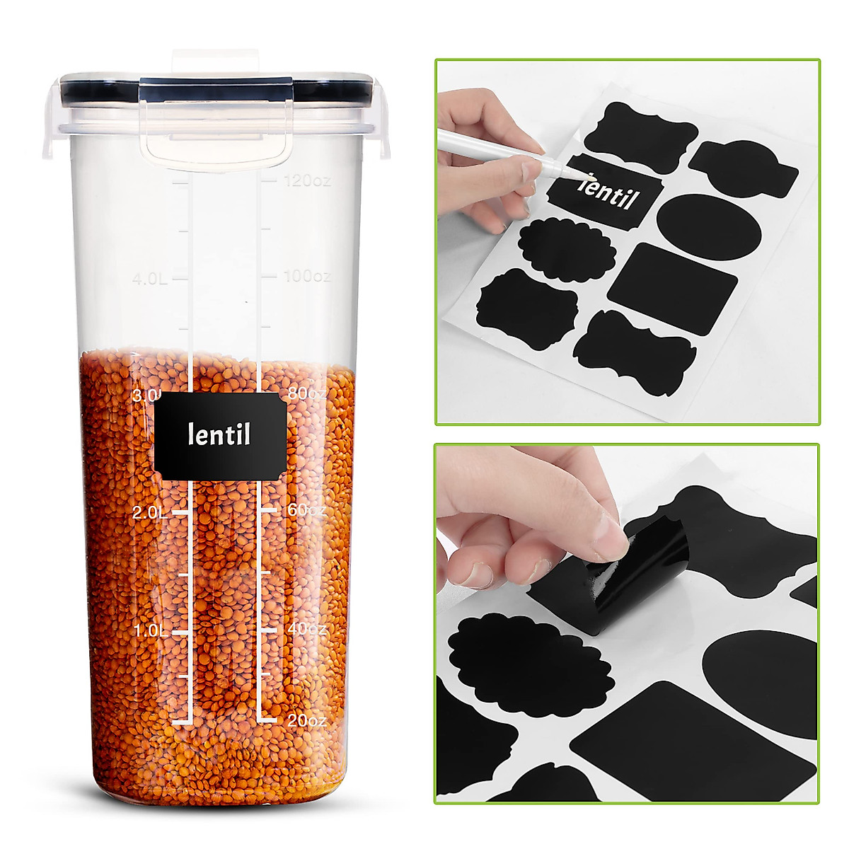 Utopia Kitchen Cereal Containers Storage - 4 Pack Airtight Food Storage Containers & Cereal Dispenser For Pantry Organization And Storage - Canister Sets For Kitchen Counter