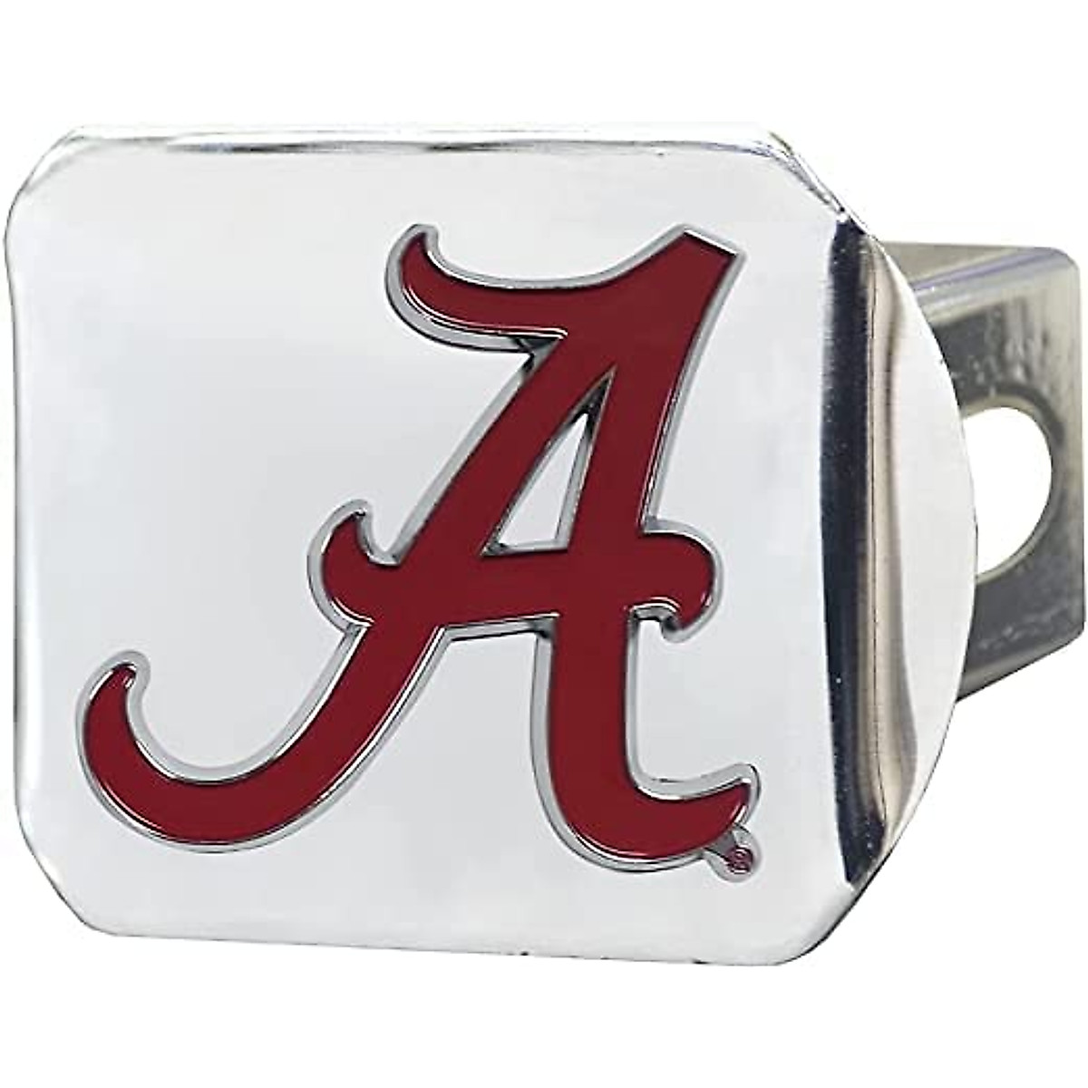 University of Alabama Premium Chrome #D Hitch Cover W/Colored Team Logo - Unique Logo Style Metal Molded Design – Easy Installation on Truck, SUV, Car - Ideal Gift for Die Hard Crimson Tide Fan