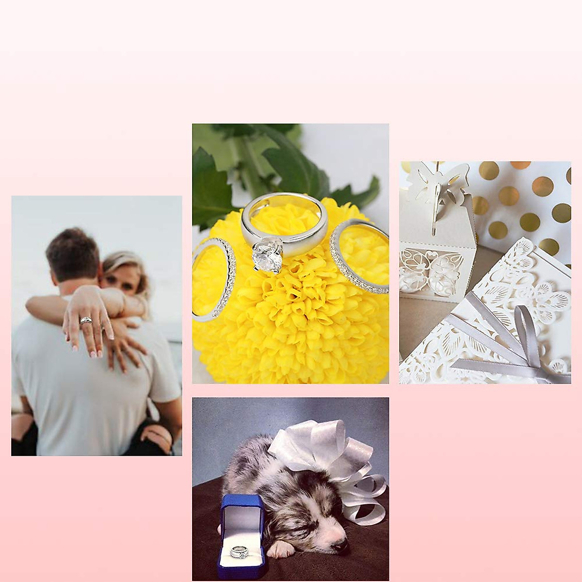 Jeulia 3 PC Ring Channel Wedding Set 2.5 Carat Round Cut Diamond Sterling Silver Band Rings CZ Cubic Zirconia Bridal Engagement Rings for Women (8)