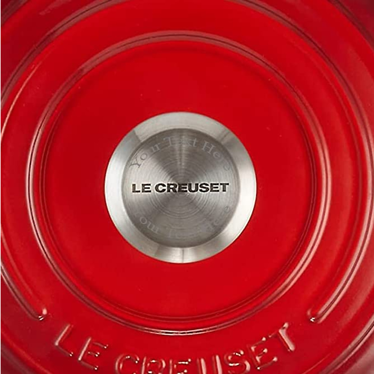 Le Creuset Signature Enameled Cast Iron 9.5"/1.75qt. Bread Oven - Cerise w/Additional Engraved Personalized Stainless Steel Knob