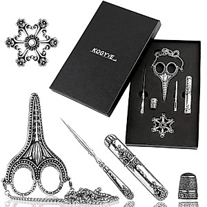 6 Pcs Embroidery Scissors Kit, Golden Exquisite Retro Scissors European Style Stainless Steel Sewing Tools Antique Sewing Scissors for Embroidery, Sewing, Craft, Art Work, and Everyday Use (Silver-1)