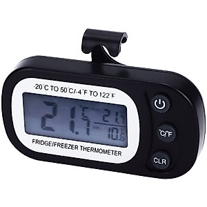 Refrigerator Thermometer - Waterproof Freezer Thermometer Digital Temperature Tester Freezer Temp Gauge with LCD Display & Magnetic Back for Kitchen Home Restaurants, 3 Ways to Place