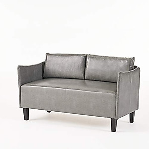 Christopher Knight Home Nyx Leather Loveseat, Grey