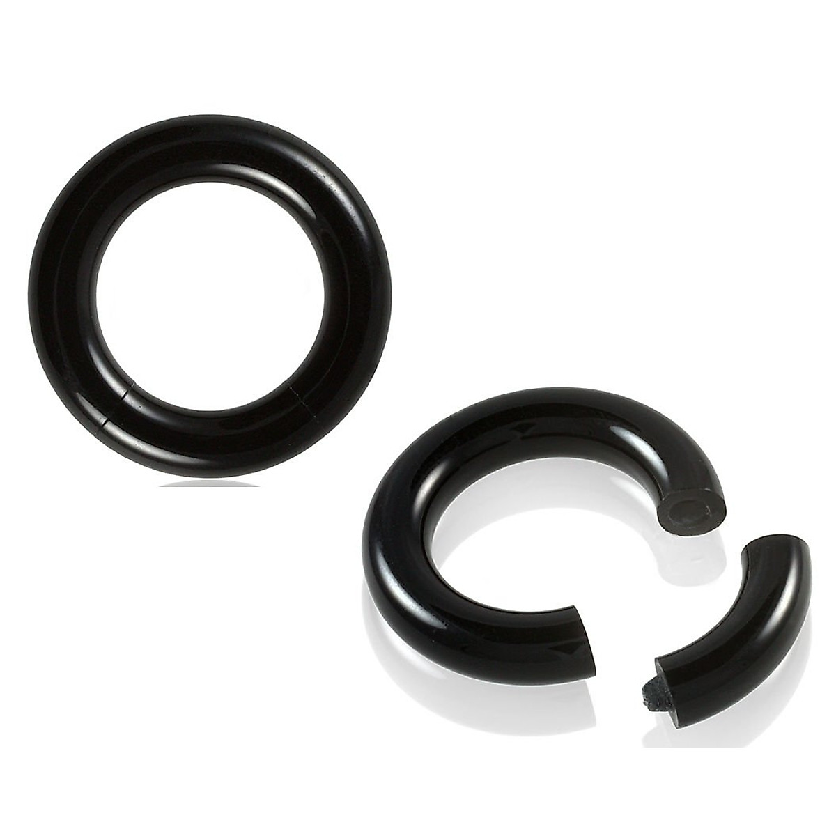 Lobal Domination PAIR Black Acrylic Segment Rings Captive Bead Body Jewelry (6g - Diameter 5/8")