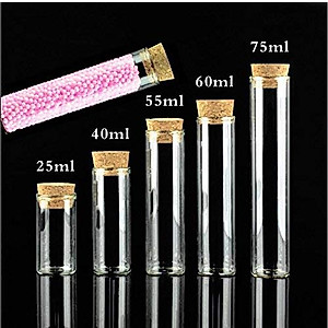10PCS 40ml 1.4oz Transparent Small Glass Vials Bottles Jars Test Tube Container With Wood Cork Round for Straight Cylinder Test Reagent Bottle Flower Tea Split Powder Bottle