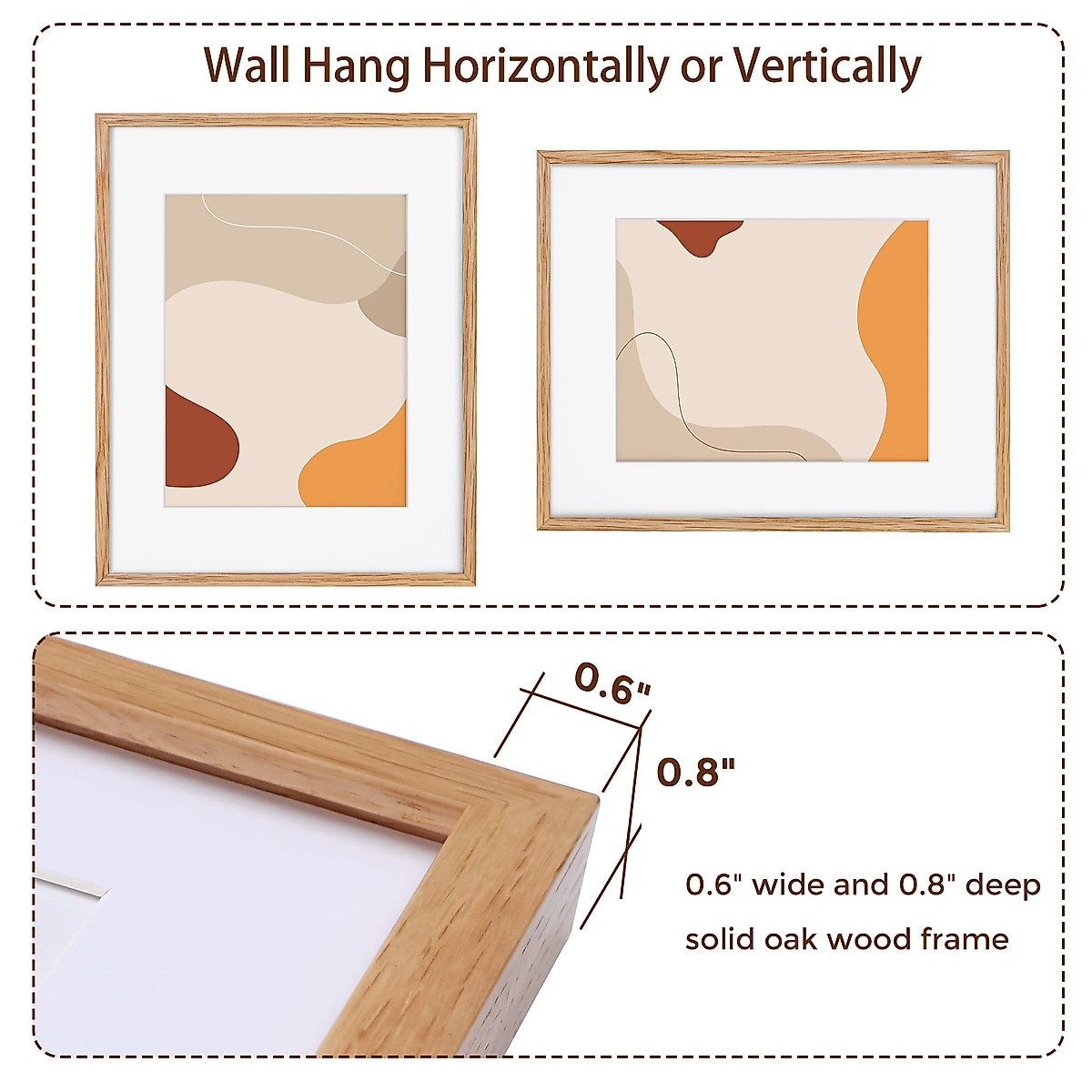 16x20 Picture Frame, 16 x 20 Solid Oak Wood Frame, Tempered Glass, 16x20 Picture Frame with Mat for 11x14, 16 by 20 Frame for Wall, 16x20 Wood Frames, 16x20 Matted Poster Frame, Natural Oak Color