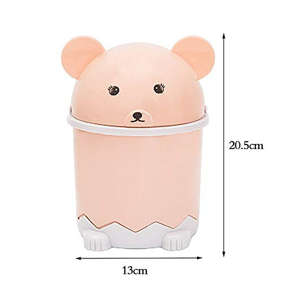 SAIKUN Cute Animal Desktops Trash Can, with Lid ，Rubbish Storage, Garbage Bin for Office Kids Bedroom Use (Pink)