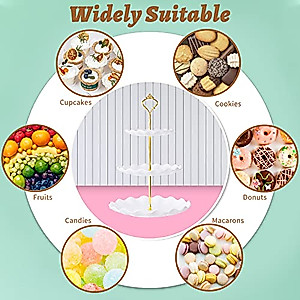 3 Tier Cupcake Stand Holder, BACUTHY Plastic Cup Cake Stand Tower with Tiered Serving Tray for Cupcakes, Donuts, Fruits and More, White