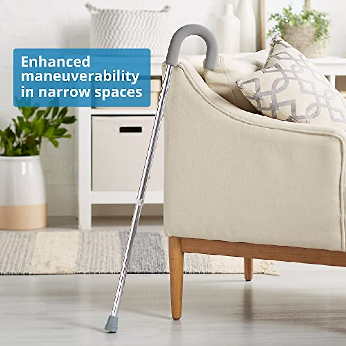 McKesson Walking Cane with Foam Round Handle, Aluminum, Adjustable Height 28 3/4 in to 37 3/4 in, 1 Count