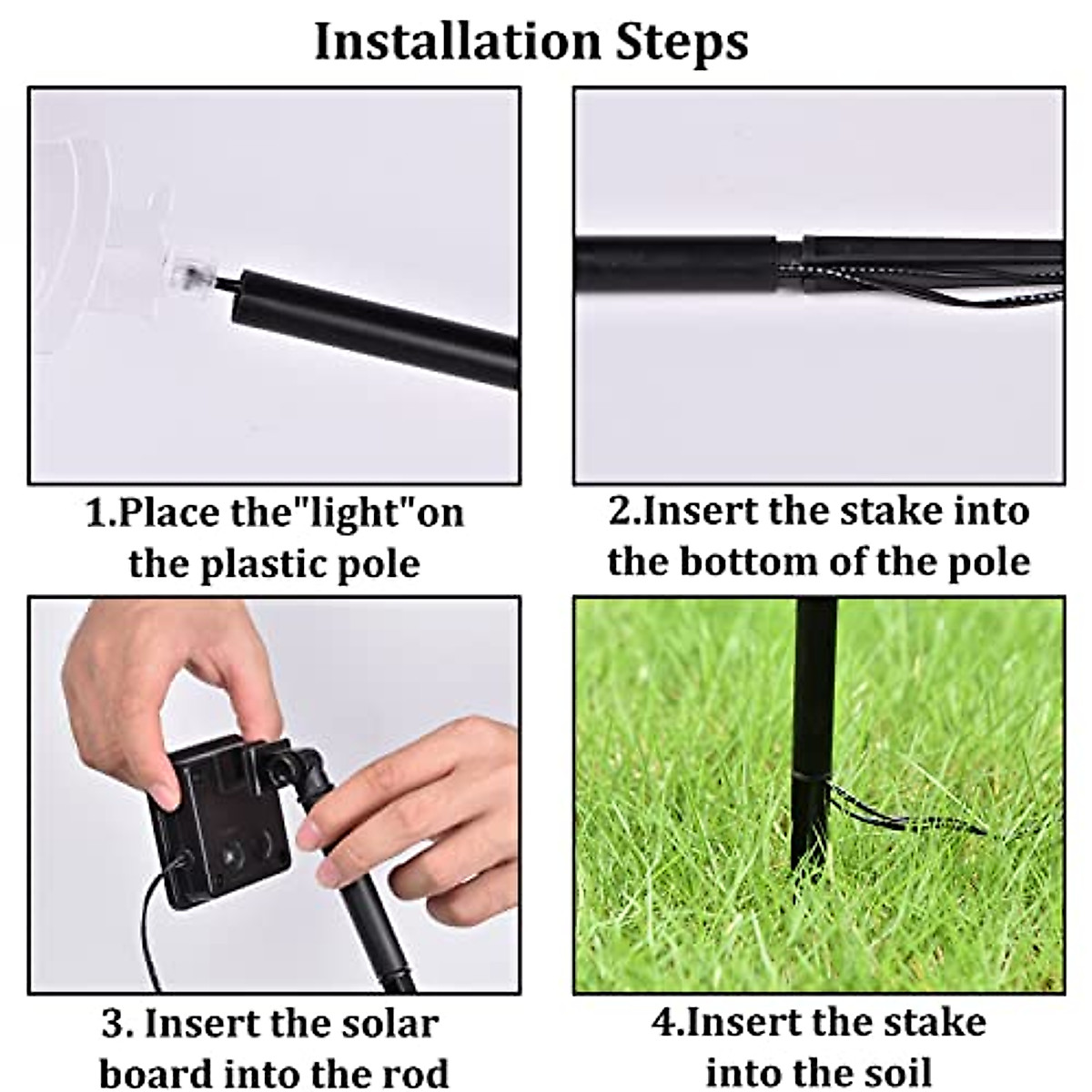 PLTCAT Yard Decoration Stake Lights Outdoor, Waterproof Garden Lights with 2-Lighting Modes, Solar Lights for Pathway, Lawn, Yard Decor (Mixed)