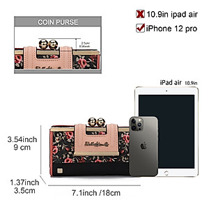 VNFIOEI Women Wallet Leather Large Capacity Women's Handbag Large Capacity Long Wallet, with 10-card slots and clips, and Zero Wallet with Buckle in the middle.