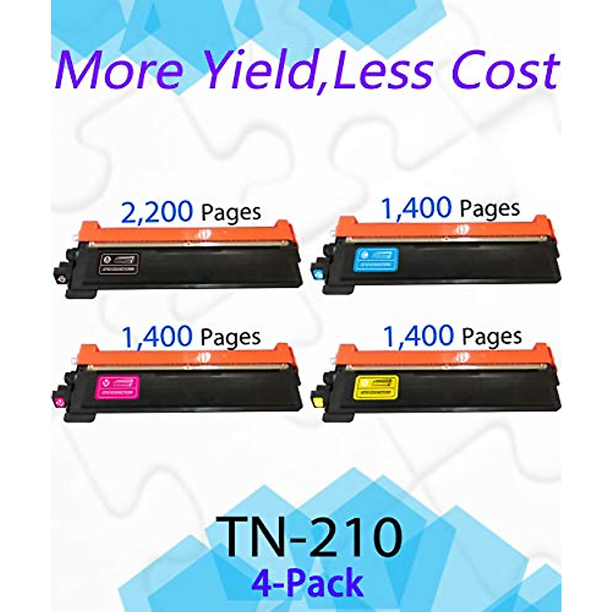EASYPRINT (1xSET, BCMY) Compatible TN-210 TN210 Toner Cartridges Work for Brother HL-3040CN, HL-3045CN, HL-3070CW, HL-3075CW, MFC-9010CN, MFC-9120CN, MFC-9125CN, MFC-9325CW, MFC-9320CW, (4-Pack)