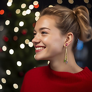 LILIE&WHITE Colorful Light Bulb Dangle Earrings For Women Christmas Earrings For Women Xmas Earrings Gift Christmas Jewelry Holiday Earrings Gift