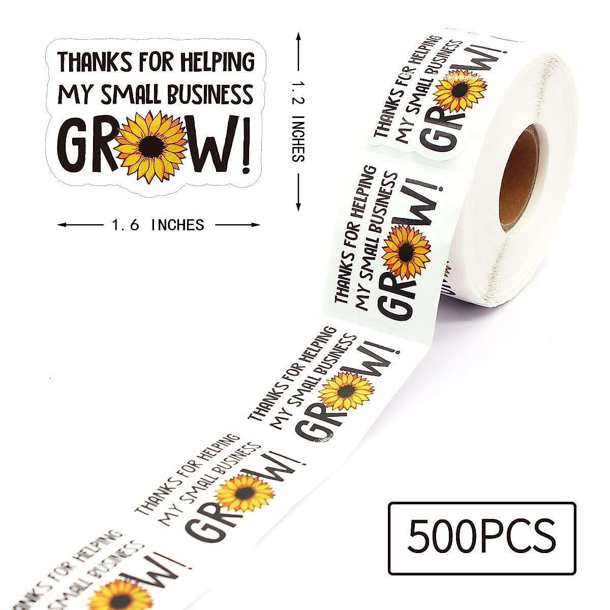 Littlefa Thanks for Helping My Small Business Grow Stickers,Sunflower Thank You Stickers,Small Business Stickers, Envelopes Seal Stickers,Mail Packaging Sticker for Small Business 500 PCS