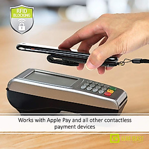 Cell Phone Wallet for Back of Phone with Wrist Strap, Stick On Wallet Credit Card ID Holder with RFID Protection Compatible with iPhone, Galaxy & Most Smartphones and Cases