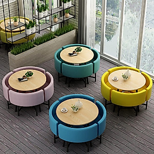 LSRY Coffee Table and Chair Set Office Conference Tables Negotiation Table Dining Table Small Space Dinette Round Leisure Hotel Lounges Balcony Restaurant Meetings Room Reception Tables (Color : Blue