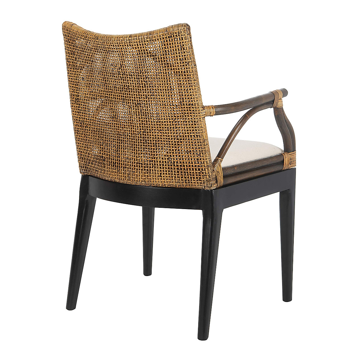 Safavieh Home Gianni Rattan Tropical Woven Arm Chair, Brown/Black