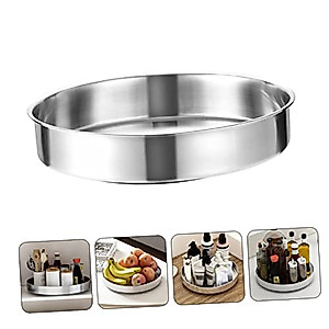 HAKIDZEL 1pc Box Carousel Seasoning Organizer Fridge Rotating Tray Pantry can Organizer Rotating Rack Cosmetic containers Rotatable Spice Tray Stainless Steel Turntable to Rotate Tableware
