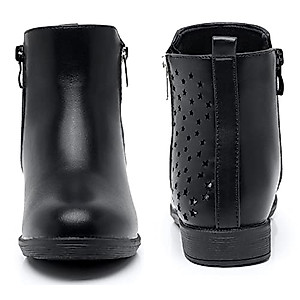 Apakowa Kids Girls Chelsea Boots Fashion Combat Boots Side Zipper Booties (Little Kid/Big Kid)