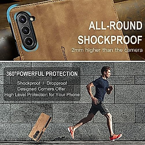 protective filp case Compatible with Samsung Galaxy Z Fold 5 Premium PU Leather Wallet Case, 2 in 1 Flip Magnetic Wallet Cover Case, Matte Soft Leather + TPU Bottom Shell Case W Card Holder+Money Pock
