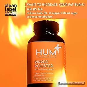 HUM Ripped Rooster - Natural Green Tea Fat Burner Supplement to Boost Metabolism & Control Cravings - 7 Keto DHEA + Chromium Polynicotinate to Support a Healthy Diet & Weight Management (60 Capsules)