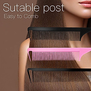 3 Pieces Rat Tail Comb Carbon Fiber Teasing Combs Parting Braids Comb Stainless Steel Pintail Comb Barber Styling Combs for Women Men Fine Teeth Salon Hairdressing Hair Care Tools