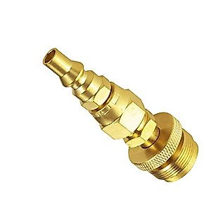 GUOFALDE 1Lb Propane Disposal Adapter Fitting with 1/4" Quick Connect Disconnect Plug，with 1/4’’ Male 1" x 20 Male Throwaway Cylinder Thread, for Convert Portable BBQ Grill, Bubby Heater
