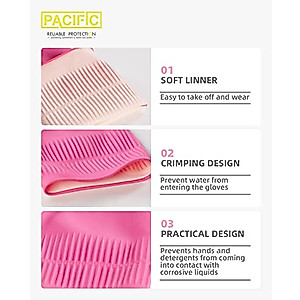 PACIFIC PPE 2 Pairs Reusable Waterproof Dishwashing Cleaning Rubber Gloves, Non-slip, Kitchen Gloves, Small