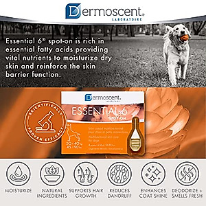 Dermoscent Essential 6 spot-on - Dog Skin Care for Dandruff & Allergy Relief with Vitamin E Oil - Anti Itch for Dogs - Natural Ingredients for Sensitive Skin - Dogs 20-40 kg - 4 Pipettes of 2.4 ml