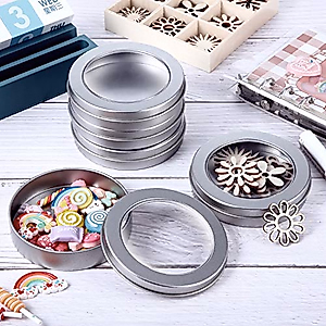 4 oz Metal Tin Cans Round Tin Containers Empty Tin Cans with Clear Top Lid Spice Tin for Kitchen Office Candles Candies and Gifts Holding