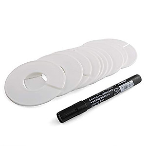 E-outstanding 20 Pcs White Round Clothing Size Closet Rack Dividers Hangers and 1 Bonus Marker Pen
