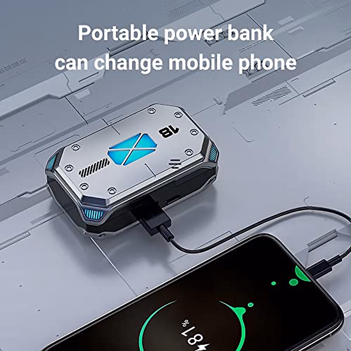 StitchGreen Bluetooth 5.3 True Wireless Earbuds, ENC Noise Canceling M43 Earbuds with RGB Lighting Charging Case, IPX7 Waterproof TWS Earphones, Long Battery 180Hrs Built in 4 Mics Headset iPhone