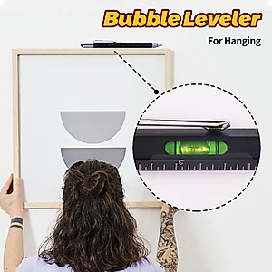 7 in 1 Multitool Pen, Multitool Tech Tool Pen for Men, Aluminum Construction Tools Gadget Stocking Stuffers Gifts for Dad Husband Father - Silver