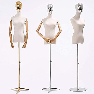 Tailors Dummy Female Mannequin Body with Plating Face and Round Base| for Dress Form Display Stand Dressmakers Dummy
